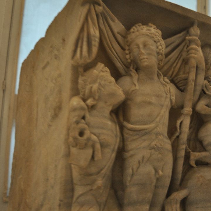 3D Printable Sarcophagus with depiction of a drunken Hercules joining ...