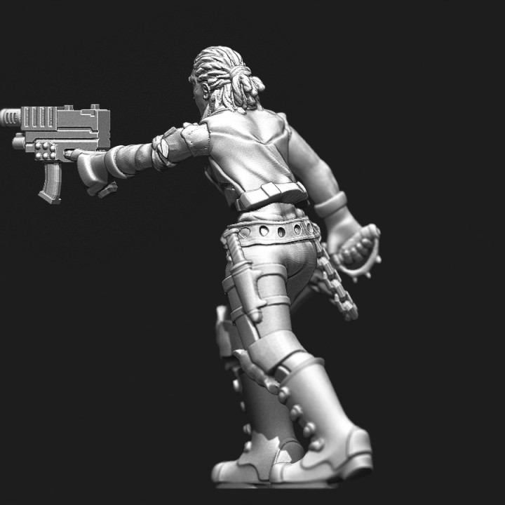 3D Printable female human Street samurai from shadowrun rpg by PollyGrimm