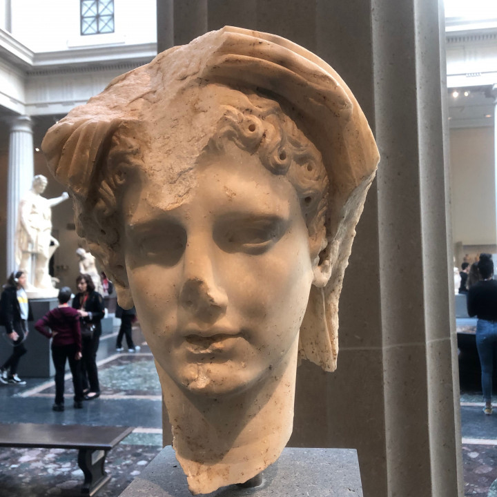 3D Printable Marble head of a veiled man by Jadyn N. Marshall