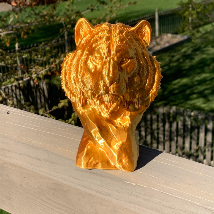 3D Print of TIGER BUST SCULPTURE by Pseudostud