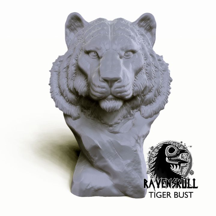 3D Printable TIGER BUST SCULPTURE by Ravenskull