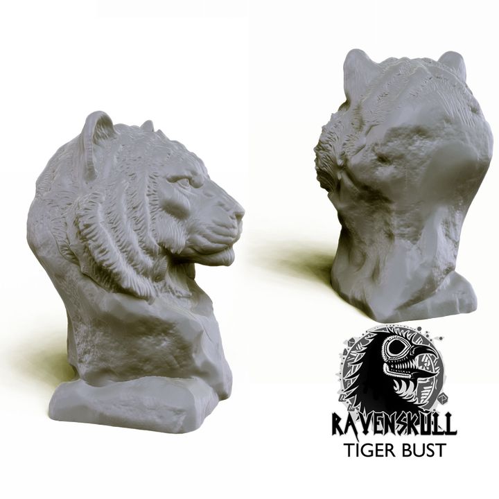 3D Printable TIGER BUST SCULPTURE by Ravenskull