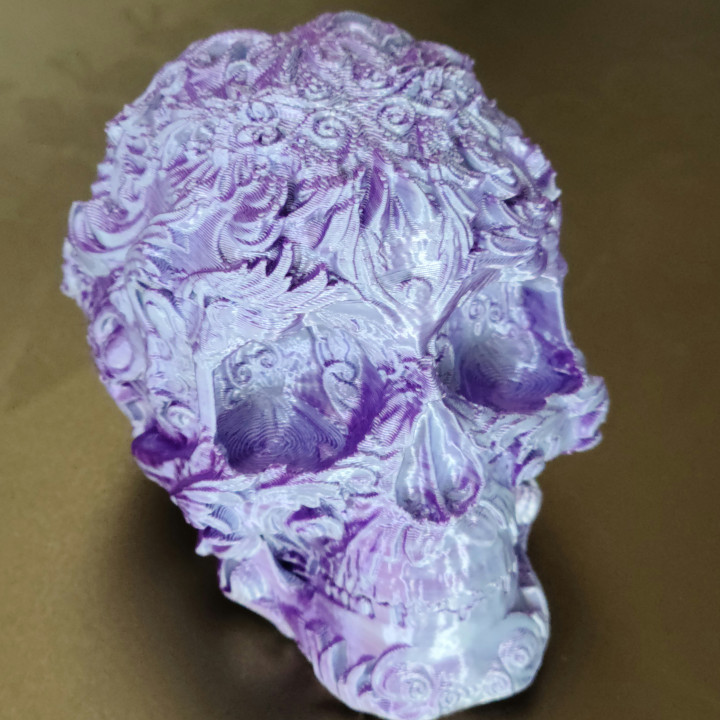 3D Print of Fancy Skull 2 - HIGH RES - NO SUPPORTS by Snarg