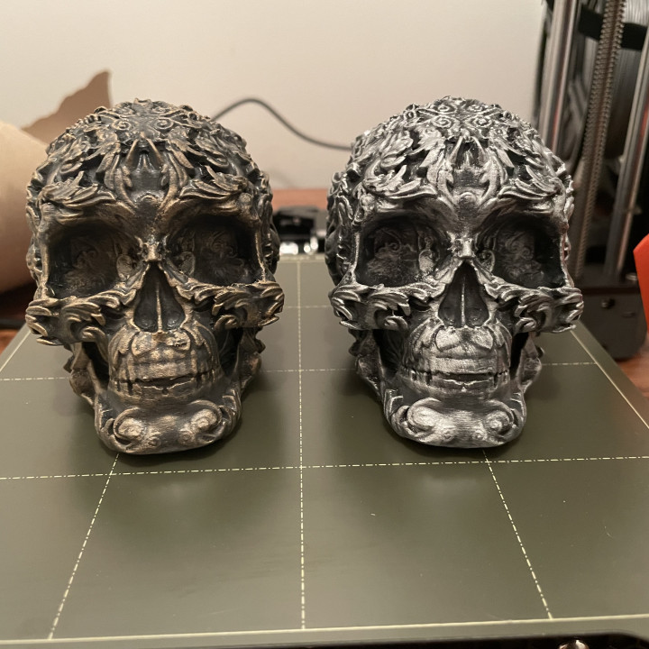 3D Print of Fancy Skull 2 - HIGH RES - NO SUPPORTS by rockhound
