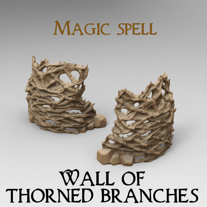 3D Printable Magic Spell : Wall of Thorned branches by Meian