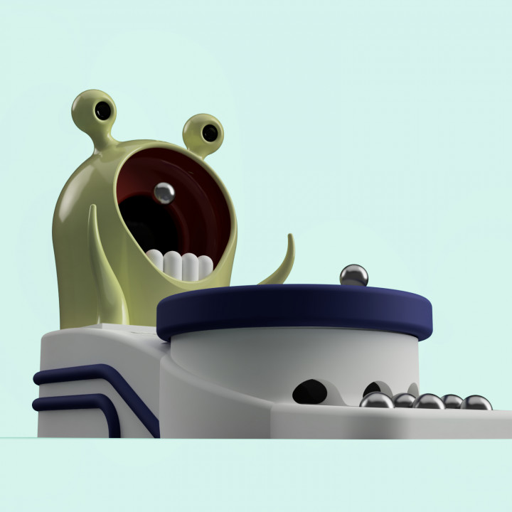 3D Printable Big Top Bounce Monster Face Target by Jacob Surovsky