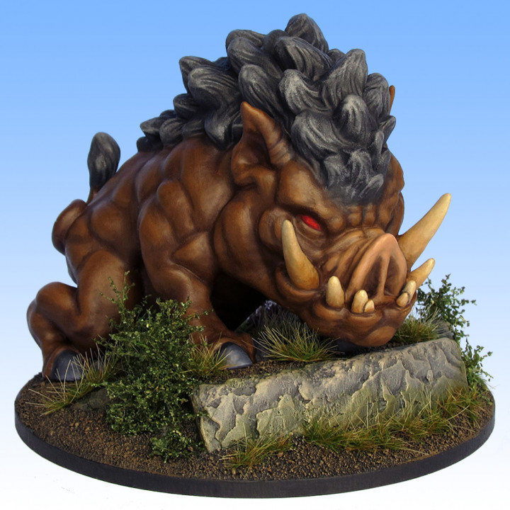 3D Print of Giant Dire Boar Support Free Miniature by Grey_Knight