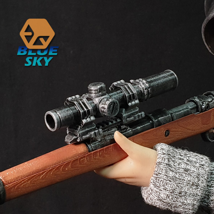 3D Printable 8x Scope for Sniper rifle 1/4 Scale by Sky Ha
