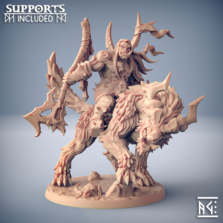 3D Printable Gorefang the Worg & Mounted Heroes by Artisan Guild