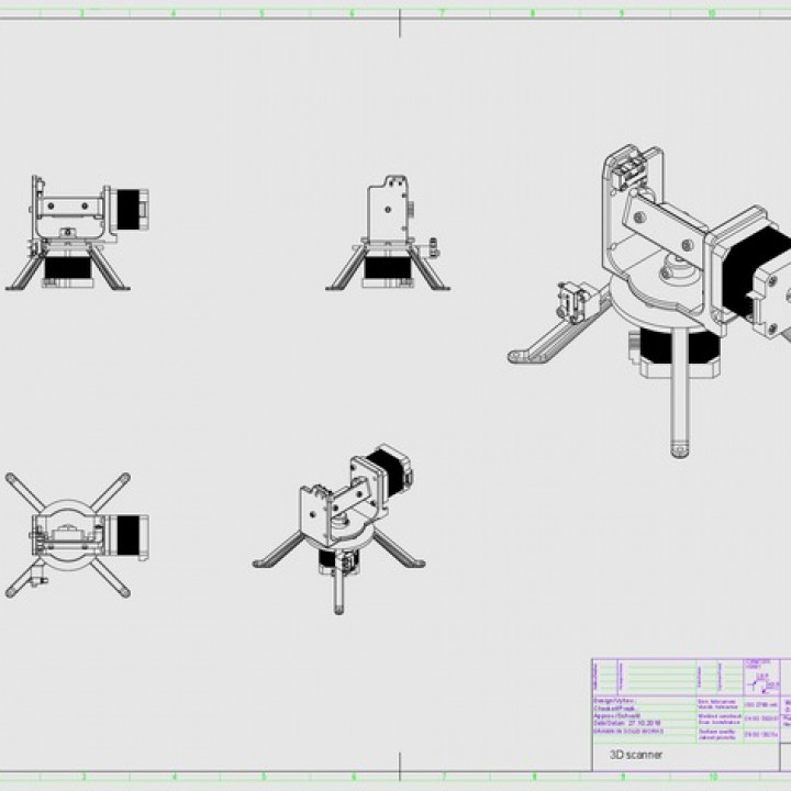 3D Printable 3D scanner (lidar, ultrasonic) v2 by Pepa Mochr Vladik