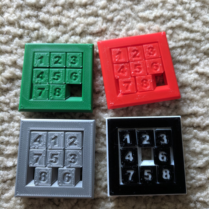 3D Printable 3x3 Slide Puzzle by Waffle