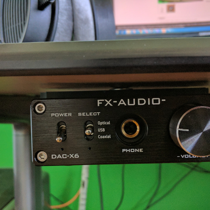 3D Printable FX-Audio Dac x6 desk mount by Rick