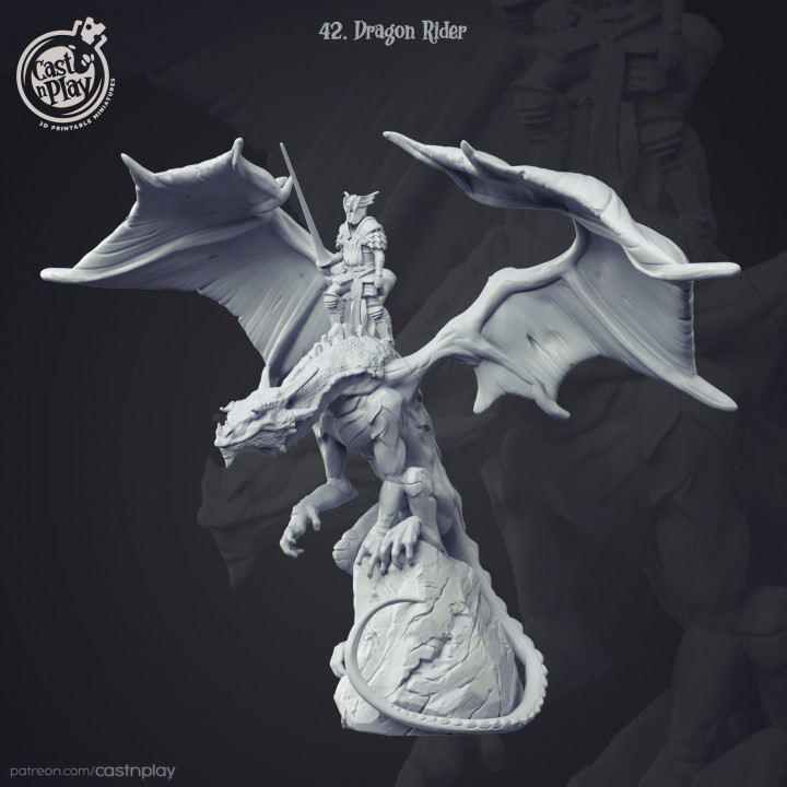 3D Printable Dragon Rider (Pre-Supported) by Cast n Play