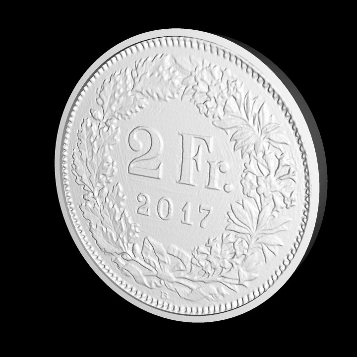 3D Printable 2 Swiss Francs by Roger
