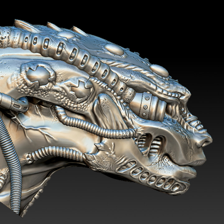 3D Printable Alien head Giger style by Alexandr Kurilenko
