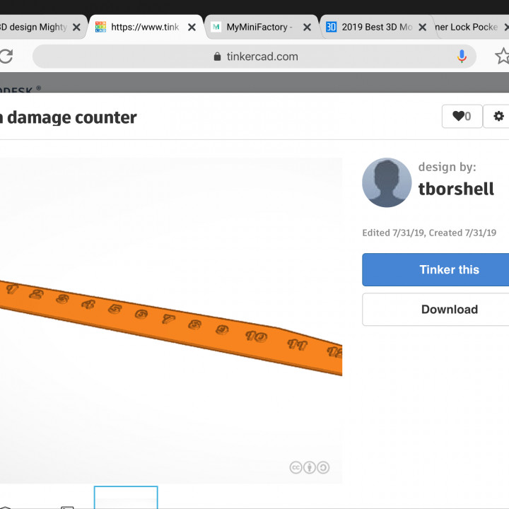 3D Printable Turn damage counter for betrayal at the house on the hill ...