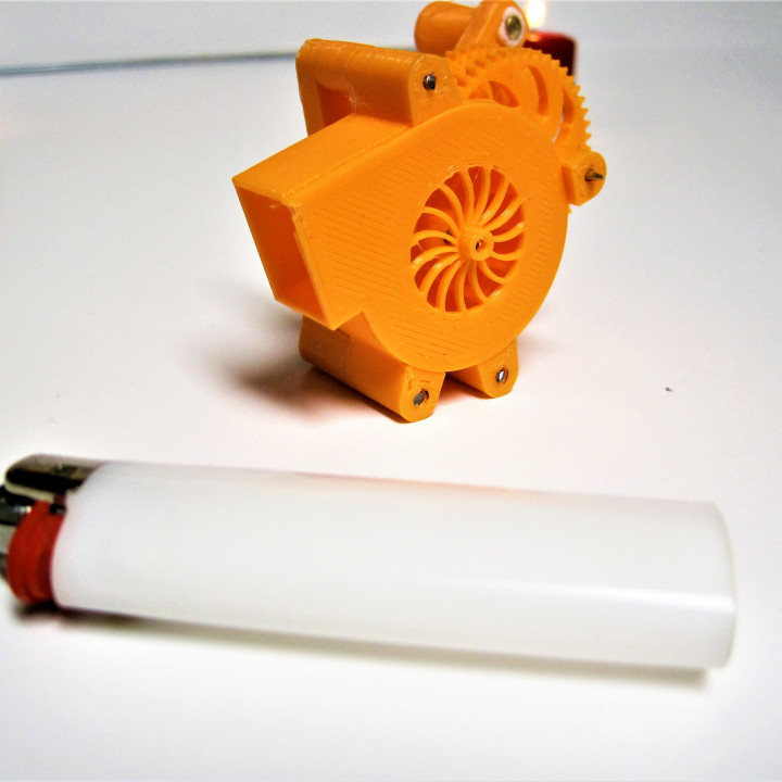 3D Printable Human Powered Hand Cranked Mini Blower by Eric Cherry