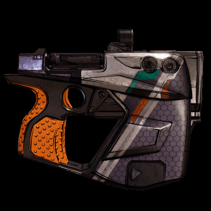 3D Printable Borderlands 3 Pistol (for larger print beds) by Julio Flores