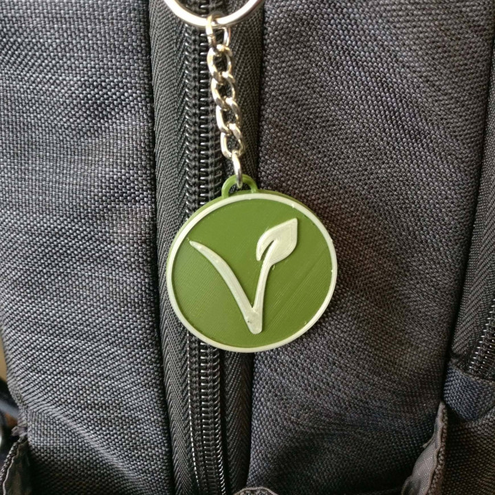 3D Printable Vegan/Vegetarian logo Keychain by Jennes De Schutter