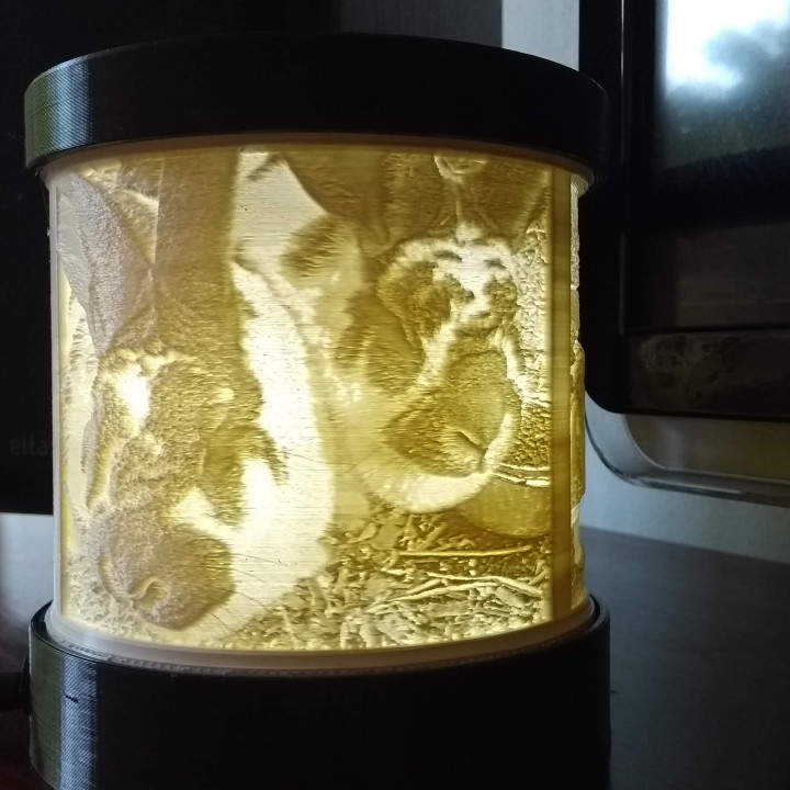 3D Printable rotating lithophane lamp by Sjoerd