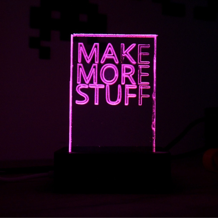 3D Printable Edge-lit Acrylic Sign Base for WS2812B LED Bar by Jonas