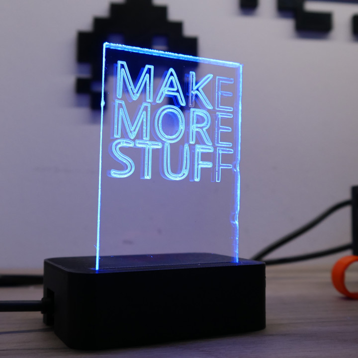 3D Printable Edge-lit Acrylic Sign Base for WS2812B LED Bar by Jonas