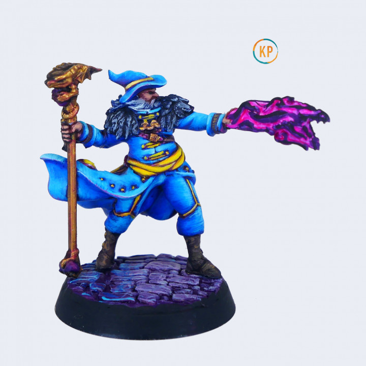 3D Print of Human Male Wizard (32mm scale miniature) by kouratdrhuii