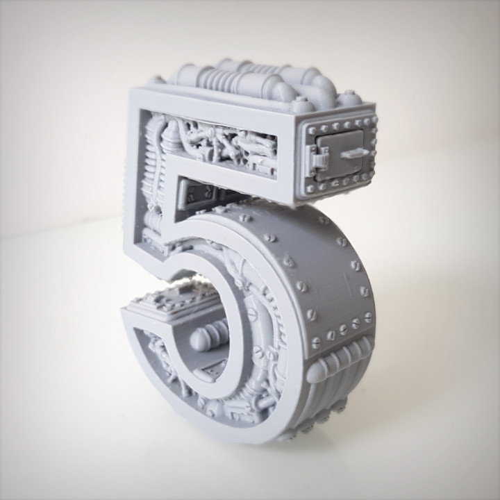 3D Printable Steampunk number 5 by Alphonse Marcel