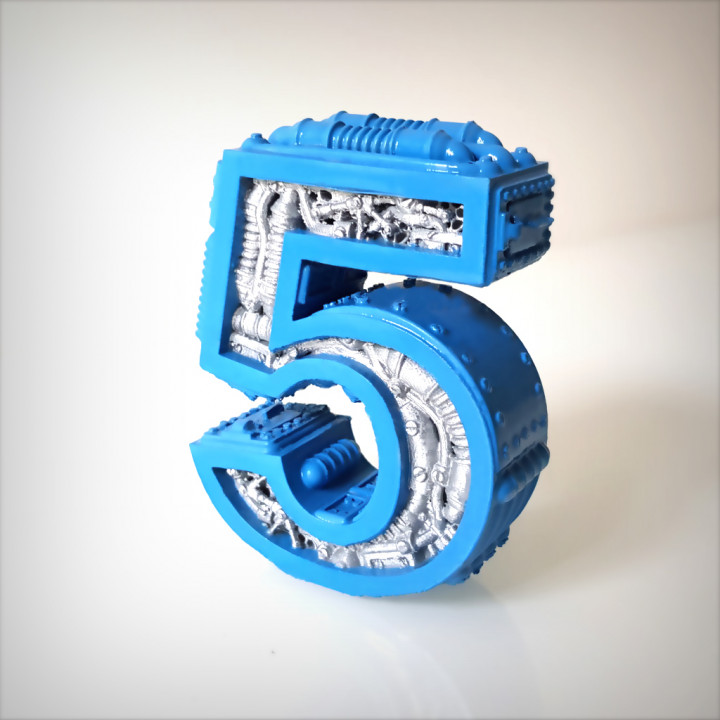 3D Printable Steampunk number 5 by Alphonse Marcel