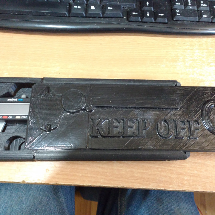 3D Printable Vernier Caliper Box KEEP OFF message sliding lid version ...