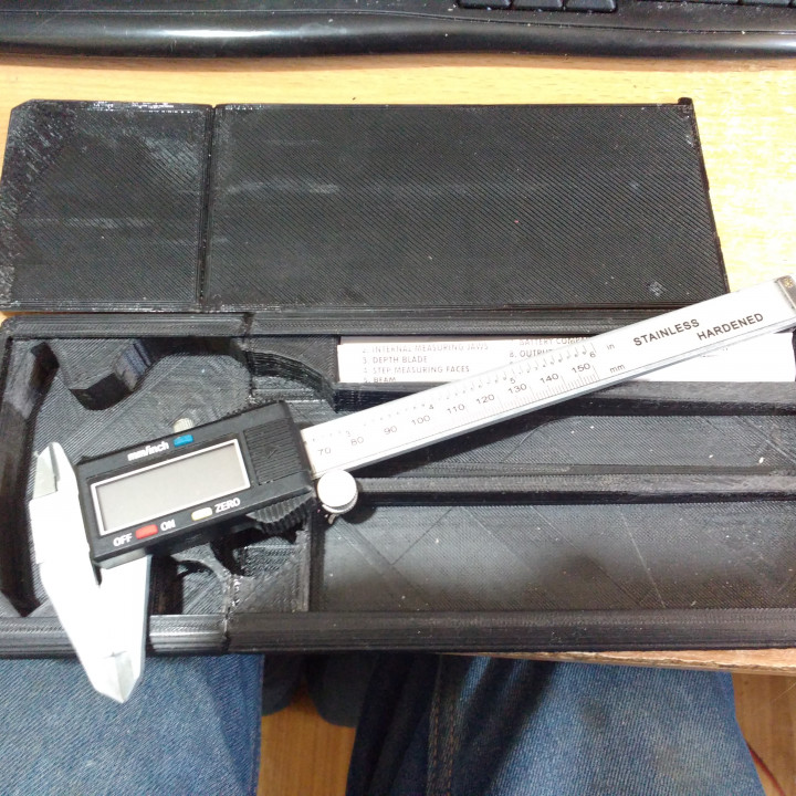 3D Printable Vernier Caliper Box KEEP OFF message sliding lid version ...