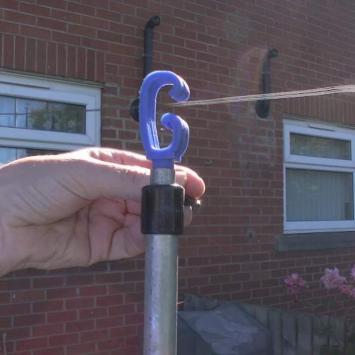 3D Printable Washing Line Pole Hook Replacement 3D Print by Billy Tail