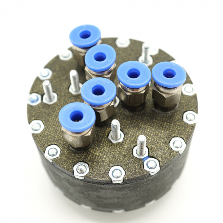 3D Printable R-64 Pneumatic rotational stepper motor by Vincent Groenhuis