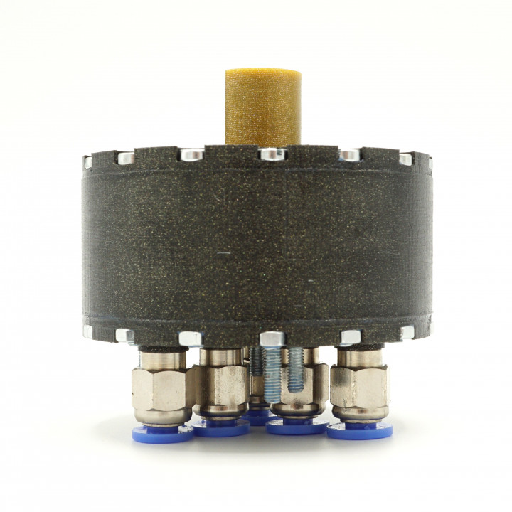 3D Printable R-64 Pneumatic rotational stepper motor by Vincent Groenhuis