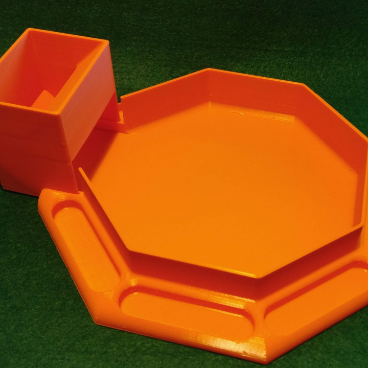 3D Printable Octagonal Dice Tray with Built-in Dice Tower by Patrik ...