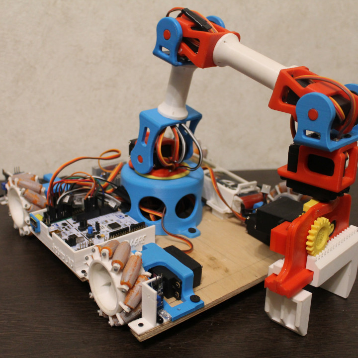 3D Printable Manipulator on a mobile platform with omni wheels and ...