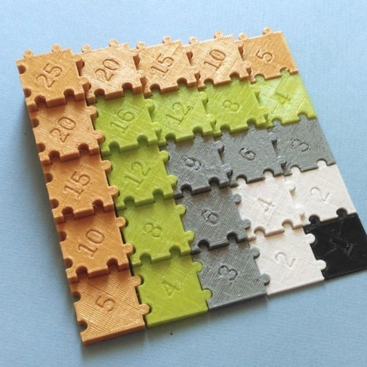 3D Printable Multiplication puzzle by Justin Lin