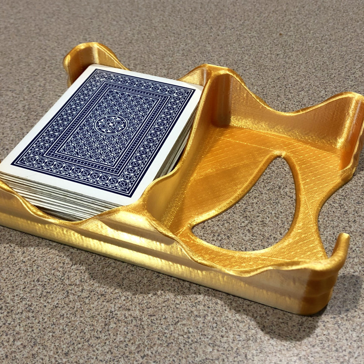 3D Printable Wavy Card Tray - Dual Deck Playing Card Holder by sam welch
