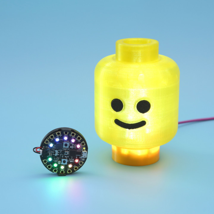 3D Printable LEGO Head Lamp with Audio by Adafruit Industries