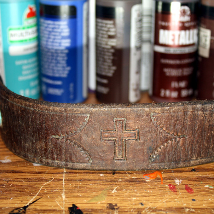 3D Printable Leather Cross Imprint Stamp by Derek Tombrello