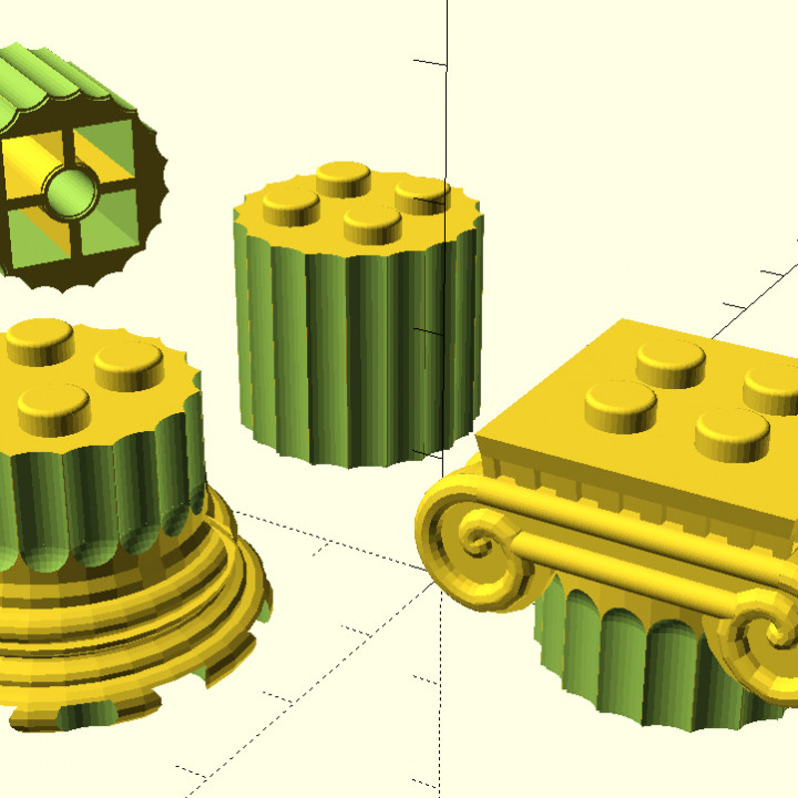 3D Printable Ancient Greek ionic columns as Lego bricks by Martijn Leisink