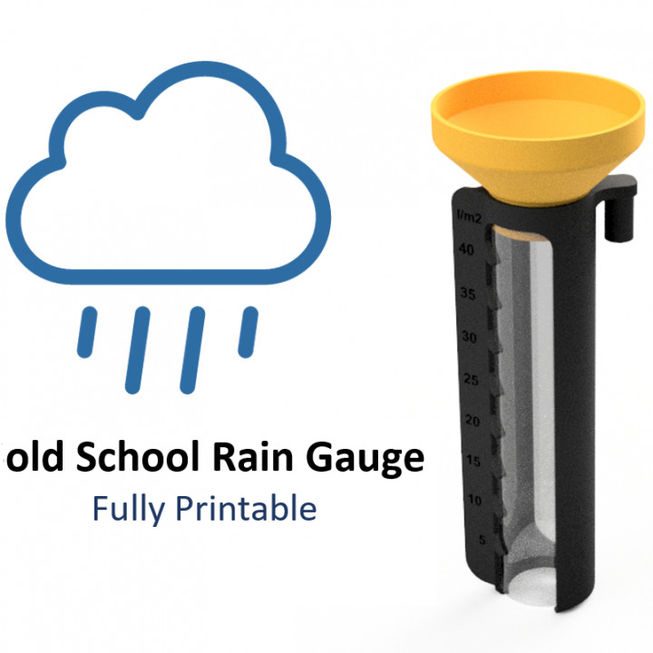 3D Printable Rain Gauge /Rain Meter Fully Printable by Oliver Schoemig