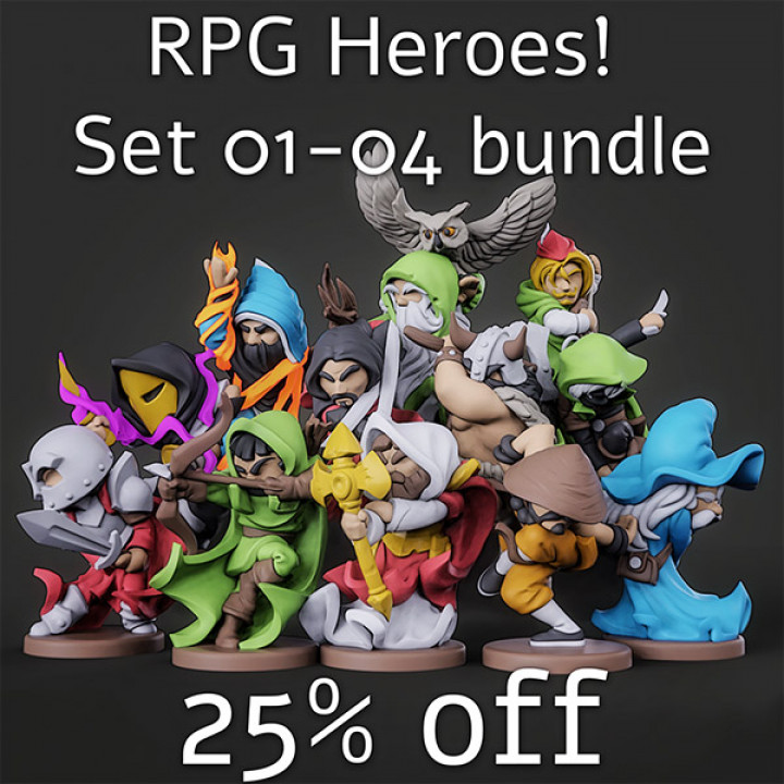 3D Printable RPG Heroes! Set 01-04 - 25% OFF by Arminas Didziokas