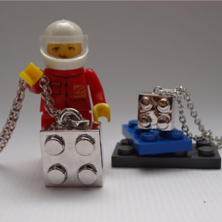 3D Printable Silver LEGO pendant by Elements Lab