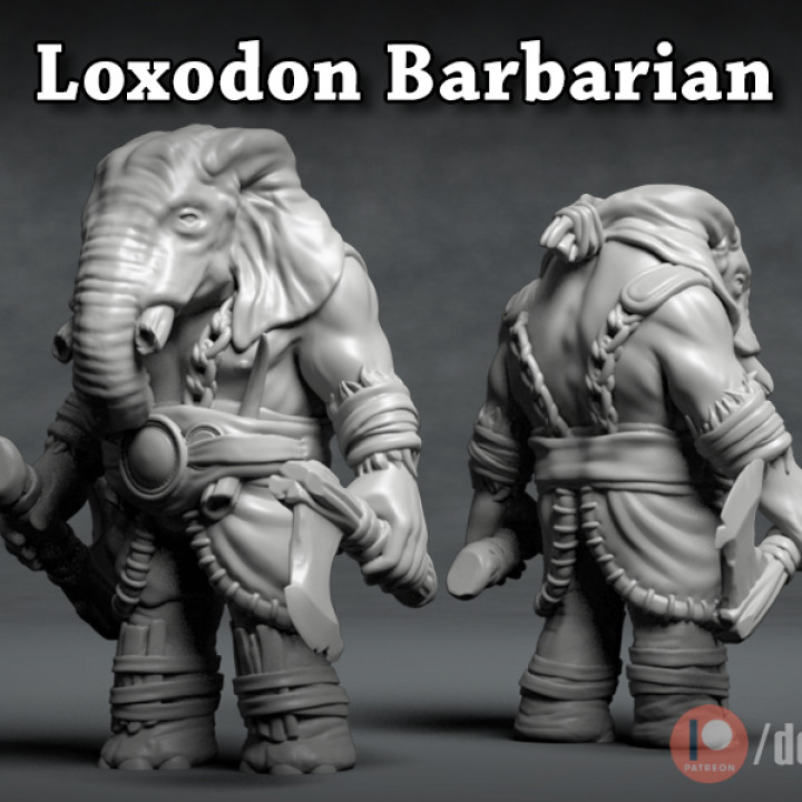 3D Printable Loxodon Barbarian - Dnd Character- 2 Poses by DCA Tabletop
