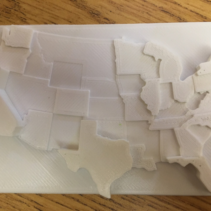 3D Printable 3D United States Population Map by Bailey Peticolas
