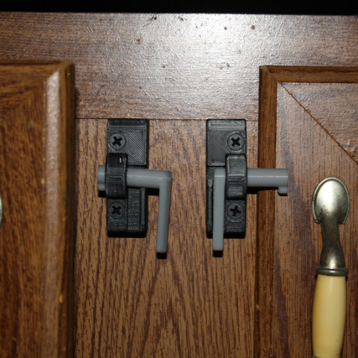 3D Printable Cat Proof Cabinet Latches by Derek Tombrello