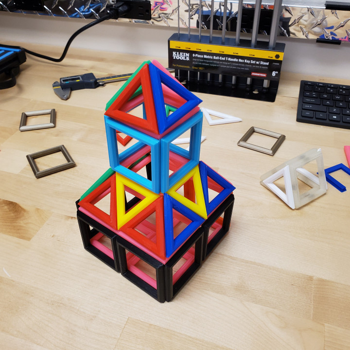 3D Printable Magnetic Tile Construction Set by Tom Giannone