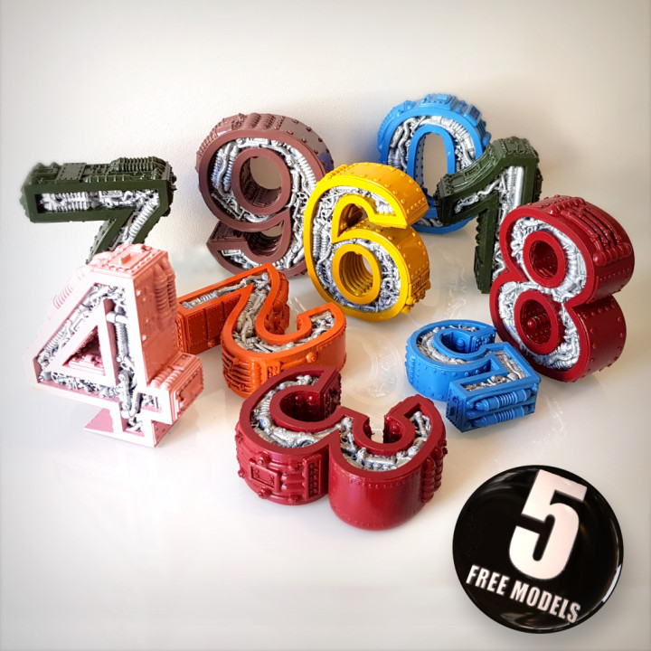 3D Printable Pack steampunk numbers. by Alphonse Marcel