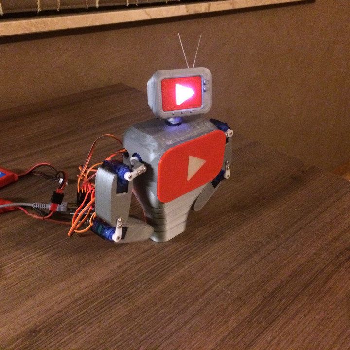 3D Printable Subby the interactive youtube subscriber robot by Brian Brocken